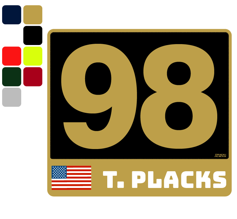 Custom Rectangular Number Plates – Set of 2 – TrackPlacks